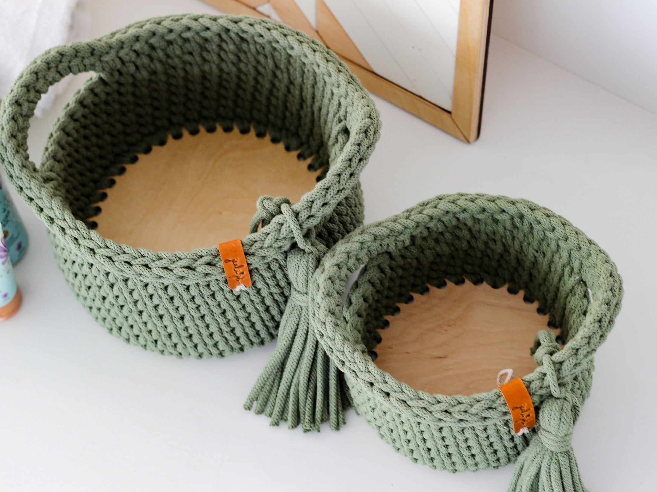 ROUND DIAPER BASKETS 15 + 20cm | EUCALYPTUS – Juli Joli Home